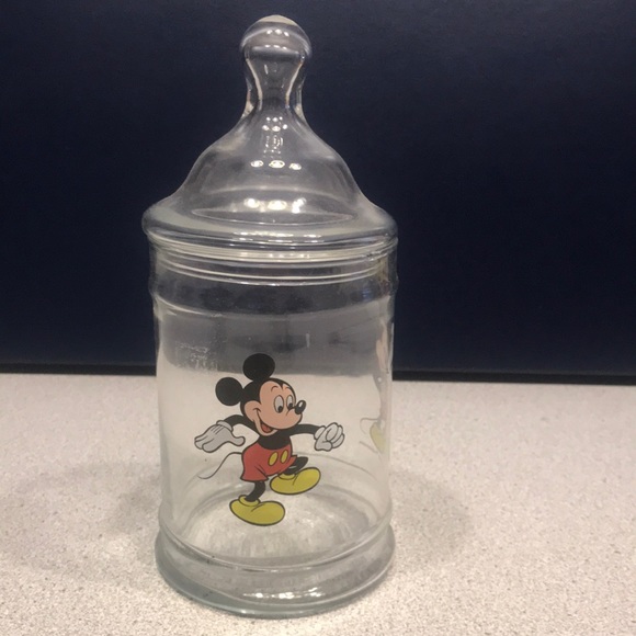 Accents | Vintage Mickey Mouse Glass Covered Jar | Poshmark